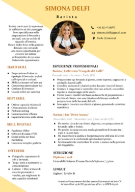 Esempio curriculum vitae barista: template CV gratis